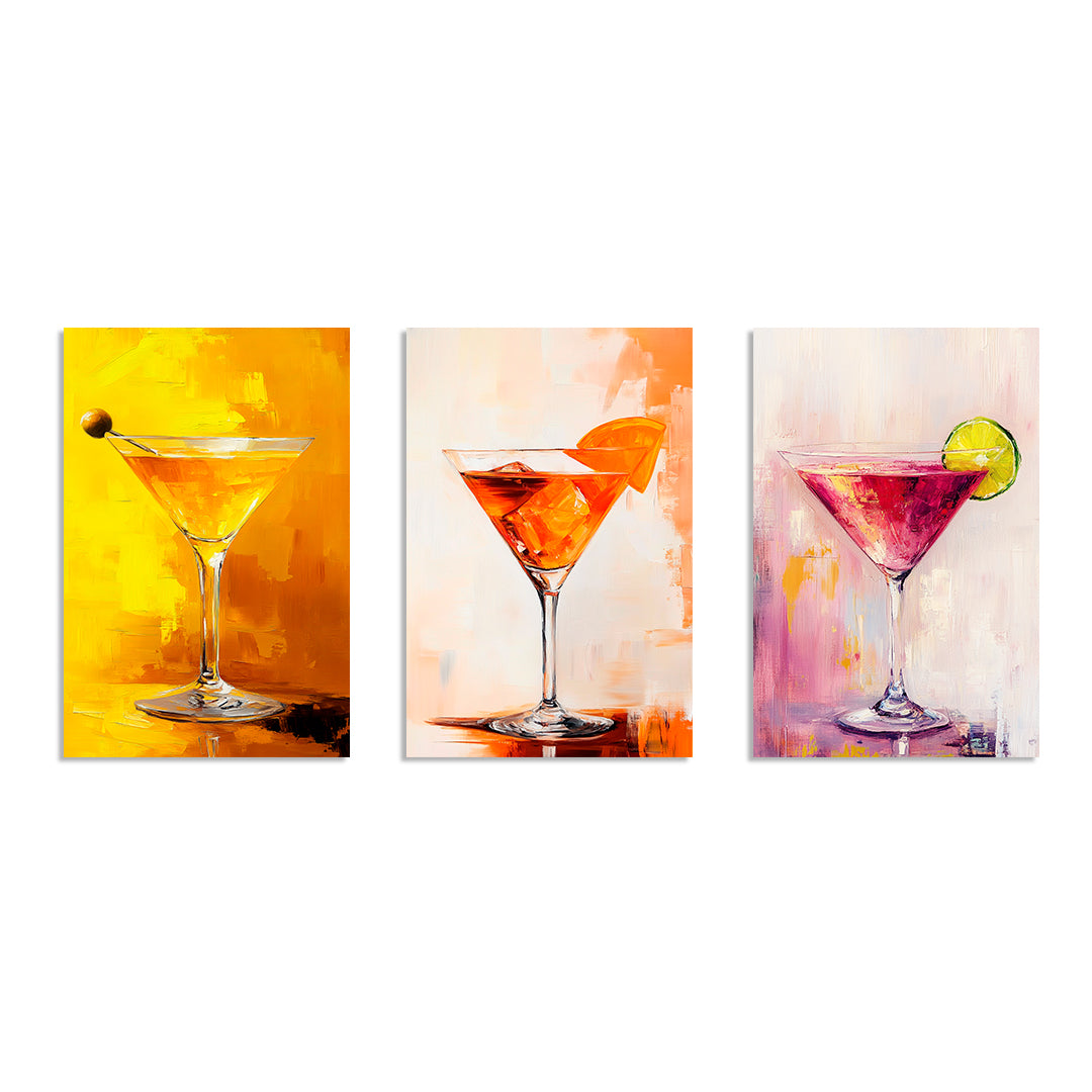 COLORES EN COPA SET DE 3 CUADROS DECORATIVOS – Prolienzo